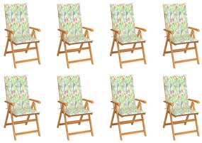 Polohovací zahradní židle s poduškami 8 ks masivní teak - Default Title