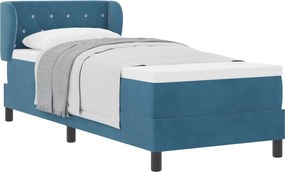 Postel s boxspringem s čelo Tmavě moddrá 80 x 200 cm samet 3340308
