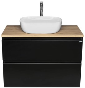 Aqualine, ALTAIR skříňka s deskou 875x457x618 mm, černá mat/dub emporio, AI690-01