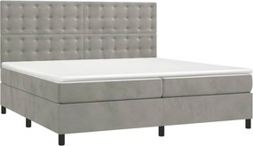 Box spring postel s matrací světle šedá 200x200 cm samet 3143283