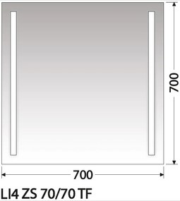 INTEDOOR zrcadlo s LED osvětlením LI4 ZS 70/70 TF
