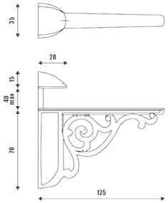 Giusti Policová konzole Pisa staromosaz