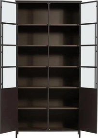 Tmavě hnědá kovová vitrína 99x203x45 cm Exhibit – WOOOD