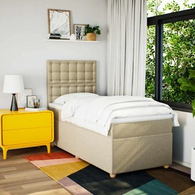 Box spring postel s matrací krémová 90x200 cm textil 3291182