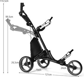 Costway Golfový vozík 3 kolový golfový vozík Golfový skládací 121