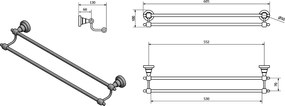 SAPHO DIAMOND dvojitý retro držák ručníků 600x130mm, bronz 1318-11