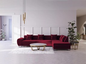 KOOKO HOME Rohová rozkládací sametová pohovka s úložným prostorem Calmato XL pravý roh