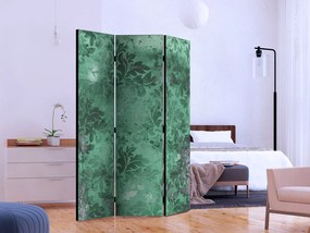 Pokojová zástěna Smaragdová vzpomínka (3-dílný) - rostlinné barokní ornamenty
