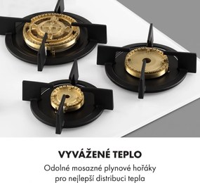 Klarstein Goldflame 5, plynová varná deska, 5 mosazných hořáků, sklokeramika