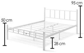 Kovová dvoulůžková postel ORMEL 120x200 cm bílá nosnost 120 kg