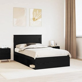Rám postele s čelo Černá 135 x 190 cm Masivní borové dřevo 3409768