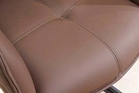 Designová otočná židle Natasha hnědá kůže