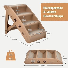 Costway Pet Schody se 4 schody Přenosný šplhací žebřík Bezpečná rampa pro psy