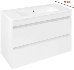 Sapho Ezara - Umyvadlová skříňka, 78x39x54 cm, 2 zásuvky, lesklá bílá EZ792-3030