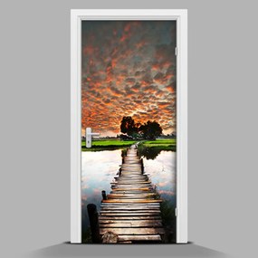 Wallmuralia Samolepící nálepka na dveře Západ slunce nad řekou 75x205