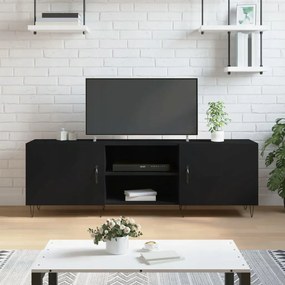 Tv Skříňka Betonově Šedá 150 X 30 X 50 Cm Kompozitní Dřevo Černá