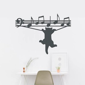 dřevo života Dřevěný obraz CAT MUSIC Zvolte rozměr (cm): 40x29, Zvolte barvu dekoru: Antracitová