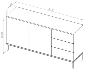 GiB Meble QUERTY K2D3SZ / KOMODA Barva: černá