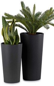 PLASTOVÝ KVĚTINÁČ URBANIKA ECO SADA 2KS 57X30 CM+46,6X25,5 CM ČERNÁ