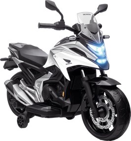 Dětská elektrická motorka AIYAPLAY s MP3, USB, tréninkovými kolečky, hudbou a světlomety – Bílá motorka pro děti ve věku 3-6 let | Aosom
