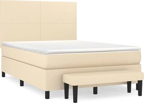 Box spring postel s matrací krémová 140x190 cm textil 3136434