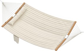 Houpací síť Outdoor 200x140 cm, dvouvrstvá houpací síť s kapsou na zásobník na hlavu, dřevěné tyče do 200 kg