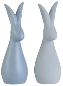 2 ks modrých keramických králíků L - 12*11,5*33 cm