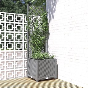 vidaXL Zahradní truhlík s treláží světle šedý 40 x 40 x 136 cm PP