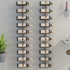 vidaXL Nástěnné stojany na víno na 10 lahví 2 ks zlaté kov