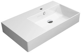 GSI GIS KUBE X keramické umyvadlo 80 x 47 cm s odkládací plochou vlevo s přepadem Extra Glaze bílá 9457111
