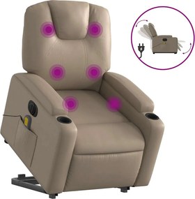 Elektrické zvedací masážní polohovací křeslo cappuccino koženka 3204457