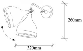 Nástěnná lampa Yıldo I černá/meď