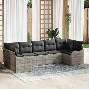 Sada zahradních pohovek 7 pcs Světle šedá Poly ratan 3345852