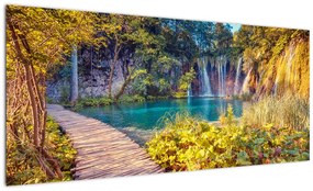 Vodopády v přírodě - obraz (100x40cm)