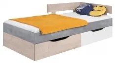 Dětská postel Omega 90x200cm-bílá/dub/beton