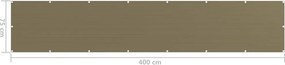 Balkonová zástěna taupe 75 x 400 cm HDPE 310957