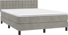 Box spring postel s matrací světle šedá 140x200 cm samet 3141545