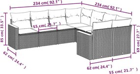 8dílná zahradní sedací souprava s poduškami černá polyratan 3226552