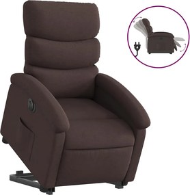 Elektrické zvedací polohovací křeslo tmavě hnědé textil 3204007