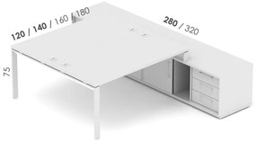NABYTEK-DESIGNOVY.CZ - DEBZ19U - Kancelářská sestava EPIC Z19 U pro dvě osoby, dub/černá
