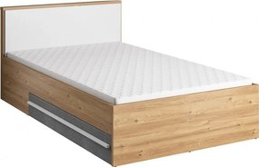 Casarredo - Komfort nábytek Postel 120x200 FLAMY/PLANO 10 2S dub nash/šedá/bílá