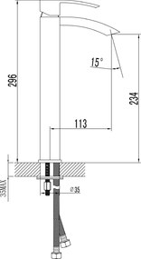 Sapho GINKO 25 1101-04B umyvadlová baterie vysoká bez výpusti černá mat