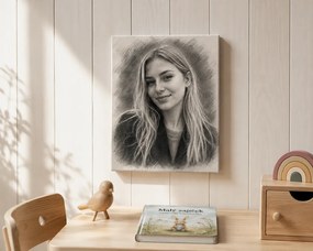 Nostalgický uhel a skica –  Portrét na plátně z vaší fotky