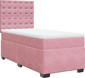 Box spring postel s matrací růžová 90x200 cm samet 3290827