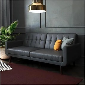 Černá rozkládací pohovka z imitace kůže 200 cm Nola – Støraa