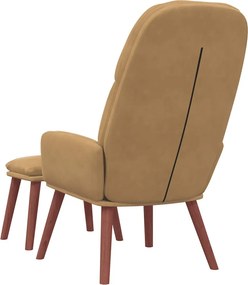 Relaxační křeslo s podnožkou hnědé samet 3315124