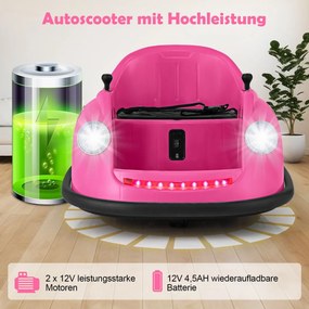 Costway Dětské elektrické autíčko 12 V s ovladačem, LED a hudbou, růžové