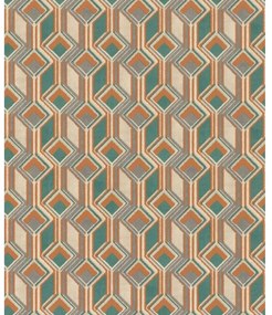 Vliesová tapeta béžová, oranžová, tyrkysová - geometrická, retro 746525 / Tapety na zeď Indian style (0,53 x 10,05 m) Rasch