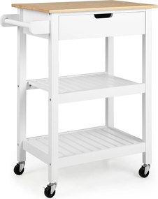 Costway Kuchyňský ostrov Bamboo Kitchen Island s výsuvnou zásuvkou a bočním