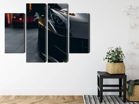 Vícedílný obraz Přední Část Černého Sportovního Vozu Nedostatek Nedostatek Plátno Canvas 160x120